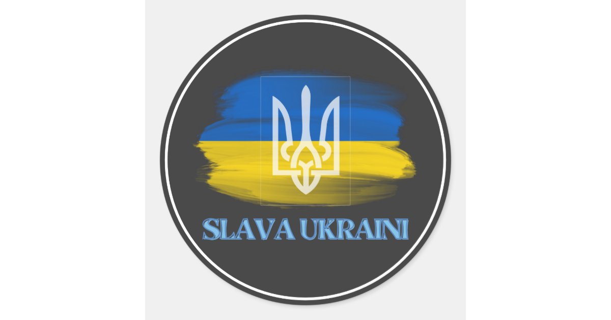 Slava Ukraini Ukraine Flag Classic Round Sticker | Zazzle