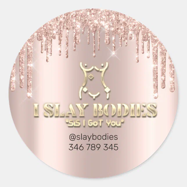 Slay Bodies Logo Cosmetic Sculpting Rose Gold Classic Round Sticker ...