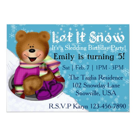 Sledding Birthday Party Invitation | Zazzle.com
