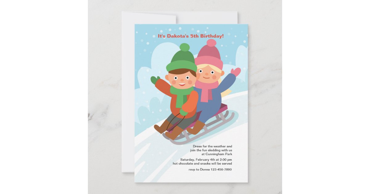 Sledding Party Invitation | Zazzle