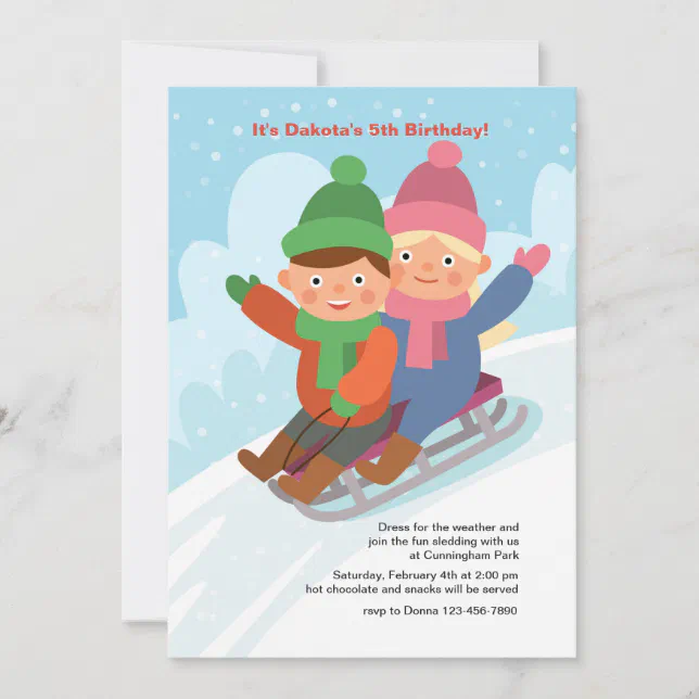 Sledding Party Invitation | Zazzle