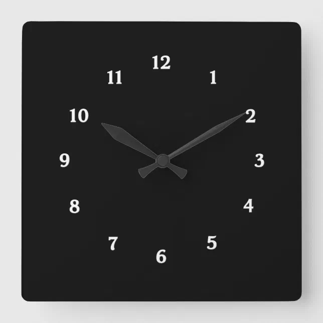 Sleek and Simple Black Clock with White Numbers | Zazzle