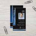 Sleek Black Blue Notary Logo Photo QR Code Business Card | Zazzle