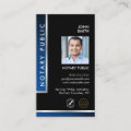 Sleek Black Blue Notary Logo Photo QR Code Business Card | Zazzle