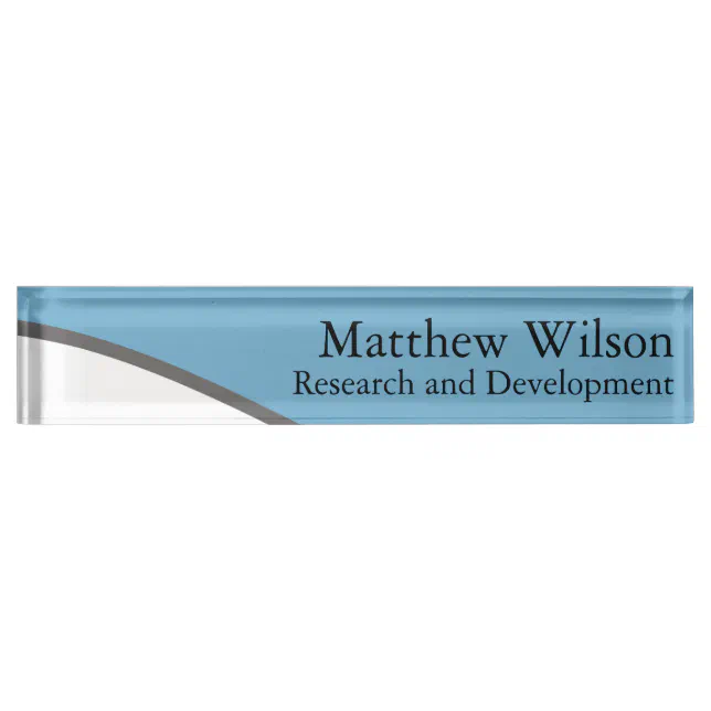 Sleek Blue and Gray Nameplate | Zazzle