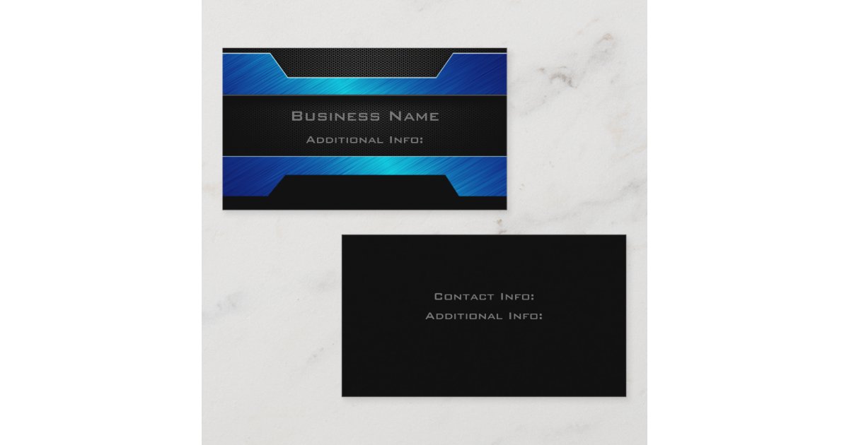 Sleek Blue Metal Business Card | Zazzle