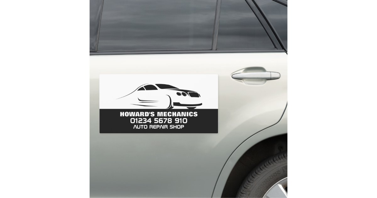 Sleek Car Logo Auto Mechanic & Repairs Advertising Magnet | Zazzle