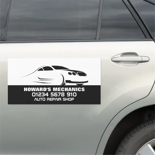 Sleek Car Logo Auto Mechanic & Repairs Advertising Magnet | Zazzle