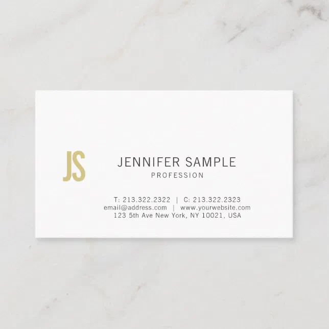 Sleek Chic Design Gold Monogram Plain Trendy Business Card | Zazzle