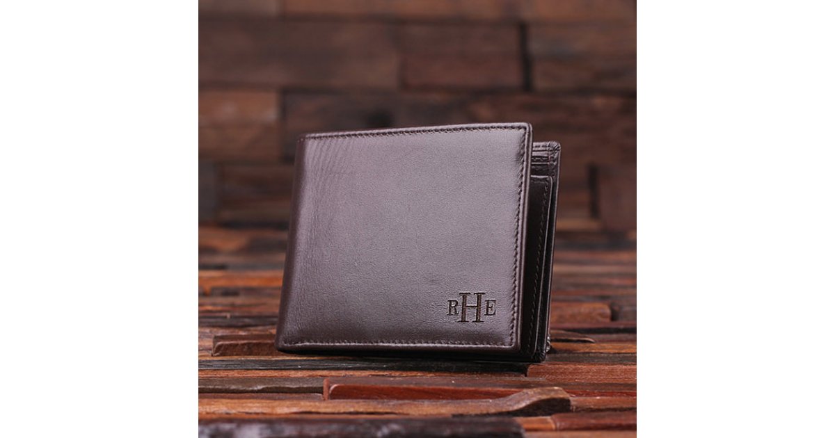 Sleek Classic Monogram Men's Leather Wallet | Zazzle
