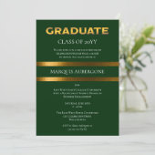 Sleek College | Univ Green | Gold Graduation Party Invitation | Zazzle