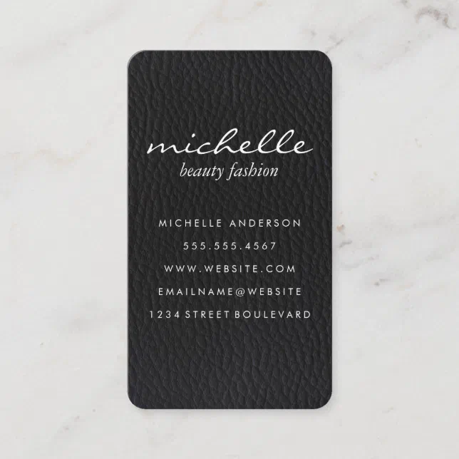 Sleek Faux Leather Business Card | Zazzle