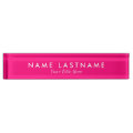 Sleek Girly Feminine Bright Pink Custom Desk Name Plate | Zazzle
