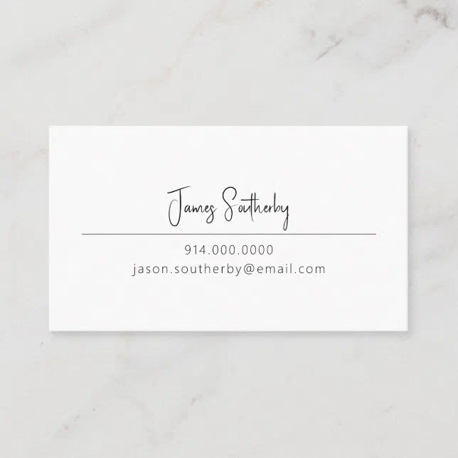 Sleek Minimalist Black and White Personal Business Card | Zazzle