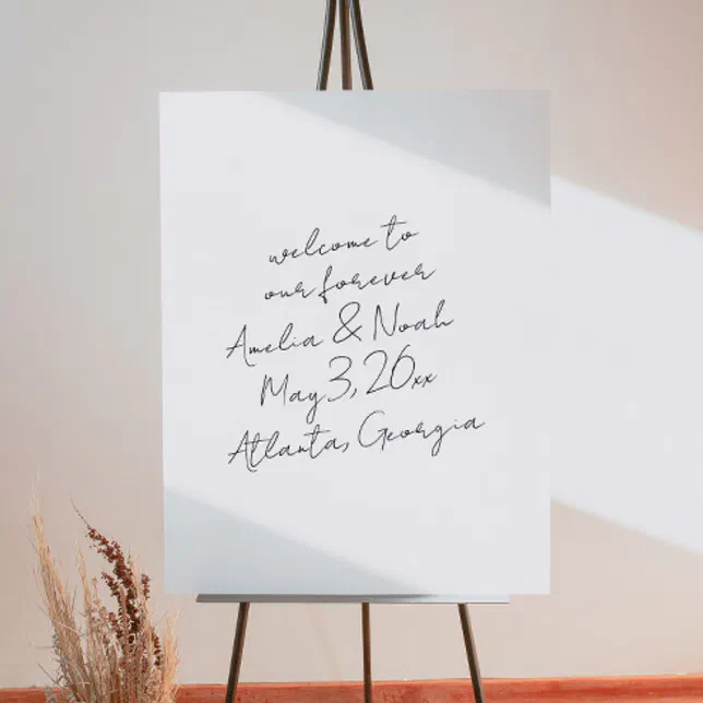 Sleek Minimalist Hand Written Wedding Welcome Sign | Zazzle