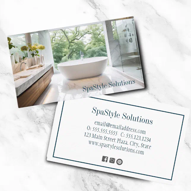 Sleek Modern Bathroom Home Improvements Business Card | Zazzle
