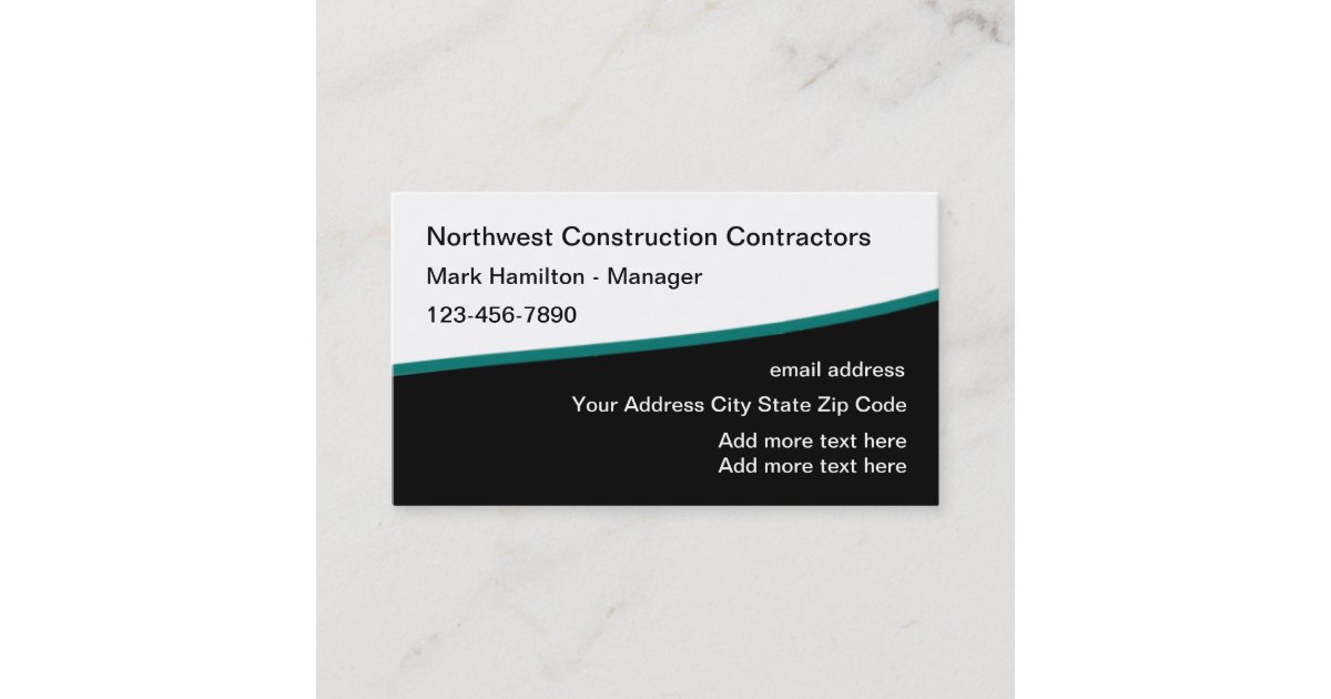 Sleek Modern Construction Service Business Card | Zazzle