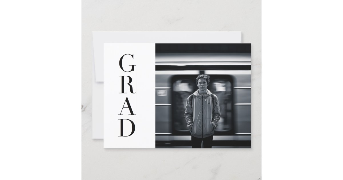 Sleek & Modern Grad | Party Photo Invitation | Zazzle
