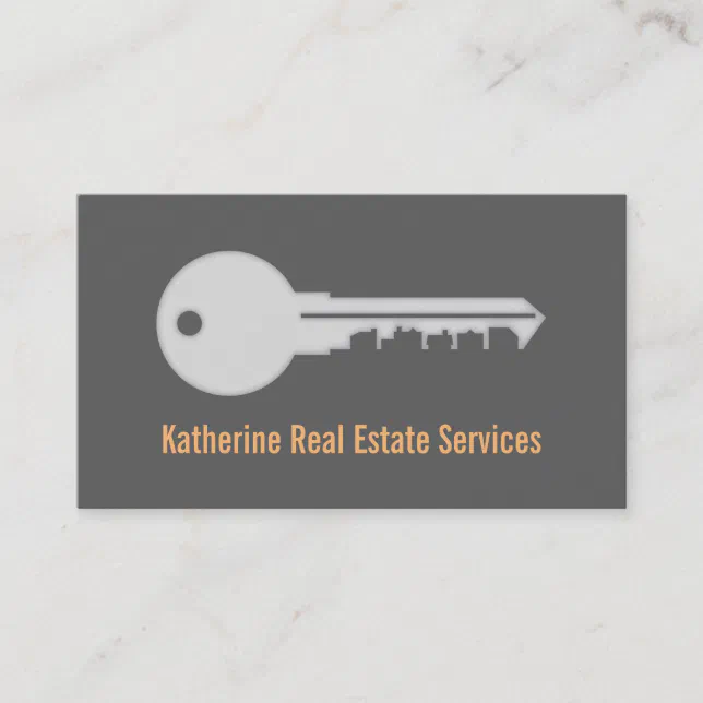Sleek Modern House Key Real Estate Business Cards | Zazzle
