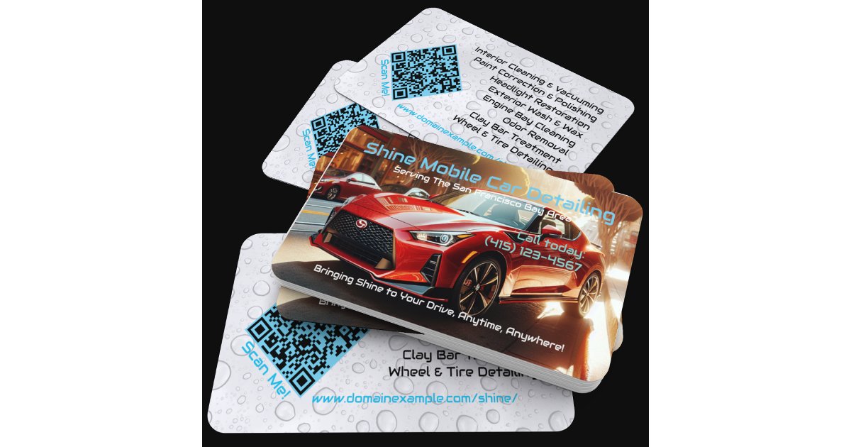 Sleek Modern Mobile Auto Car Detailing QR Code URL Business Card | Zazzle