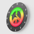 Sleek Peace Sign Large Clock | Zazzle