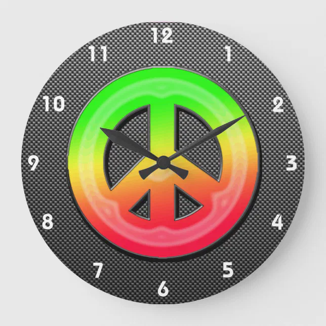 Sleek Peace Sign Large Clock | Zazzle