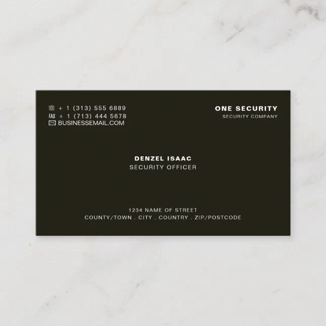 Sleek & Professional Security Personnel Business Card | Zazzle