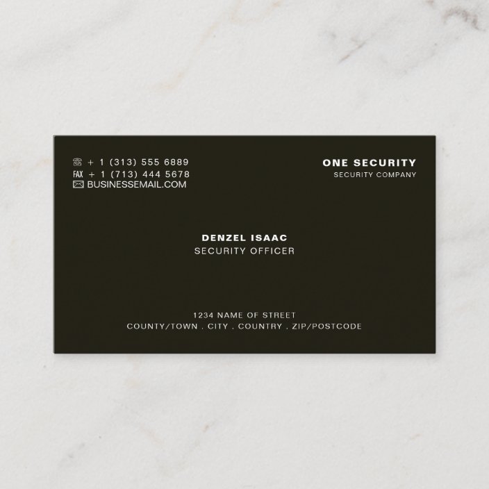 Sleek & Professional Security Personnel Business Card | Zazzle