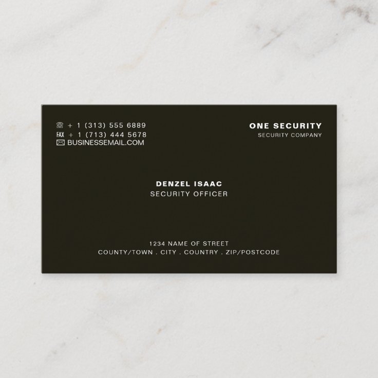 Sleek & Professional Security Personnel Business Card | Zazzle