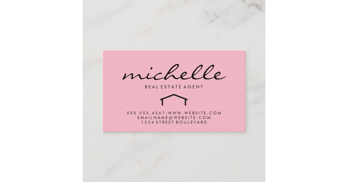 Sleek Real Estate Agent (pink) Business Card | Zazzle