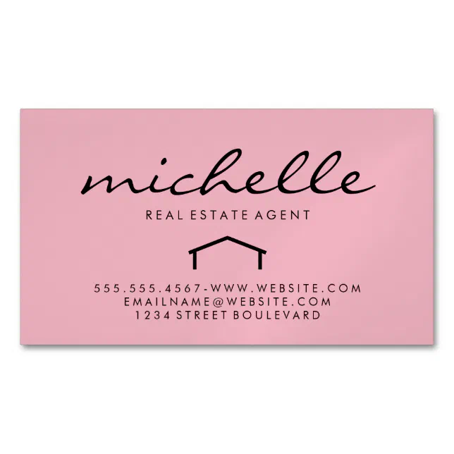 Sleek Real Estate Agent (pink) Business Card Magnet | Zazzle