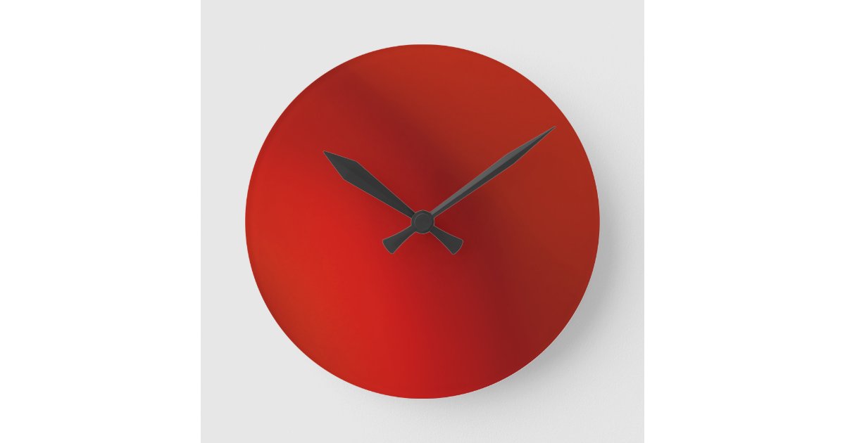 sleek retro modern red satin wall clock | Zazzle