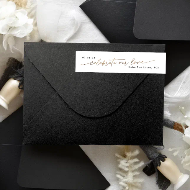 Sleek Romance | Gold Foil | Wedding Envelope Wrap Around Label | Zazzle