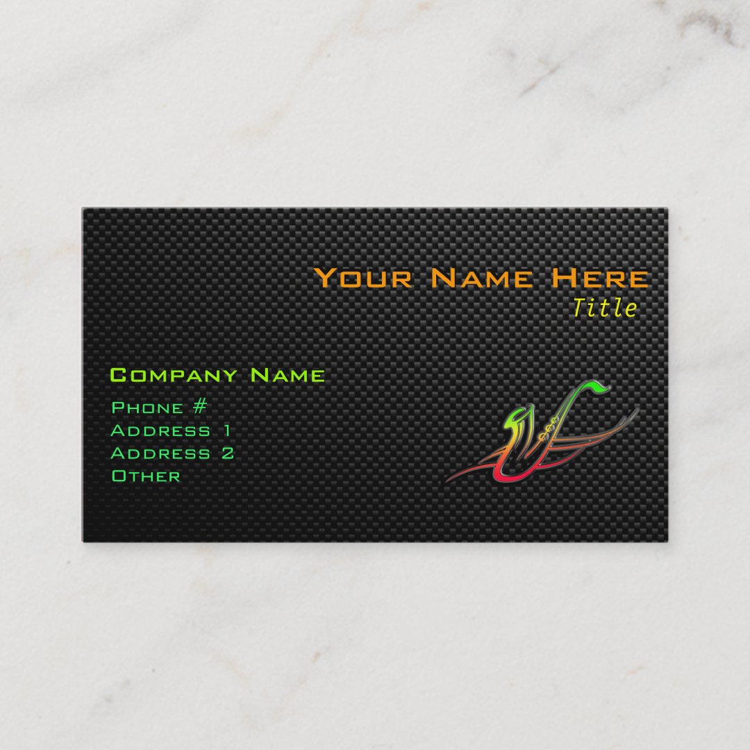 Sleek Saxophone Business Card | Zazzle