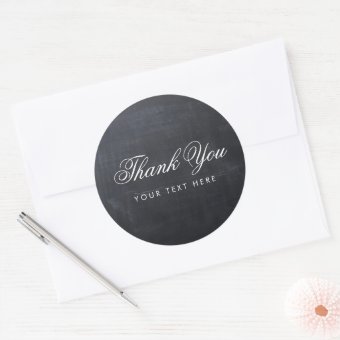 Sleek Simple Elegant Modern Chalkboard Thank You Classic Round Sticker ...