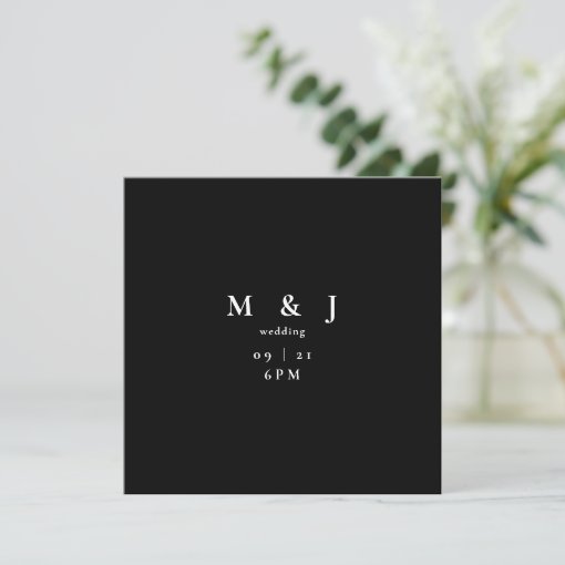 Sleek & Simple Modern B/W Square II Wedding Invitation | Zazzle