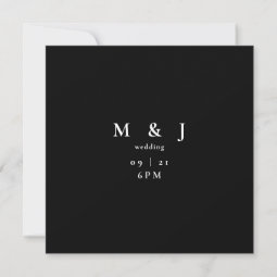 Sleek & Simple Modern B/W Square II Wedding Invitation | Zazzle