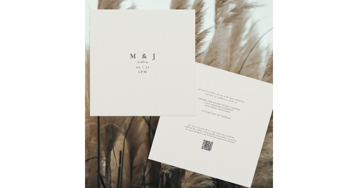 Sleek & Simple Modern Beige Square Wedding Invitation | Zazzle