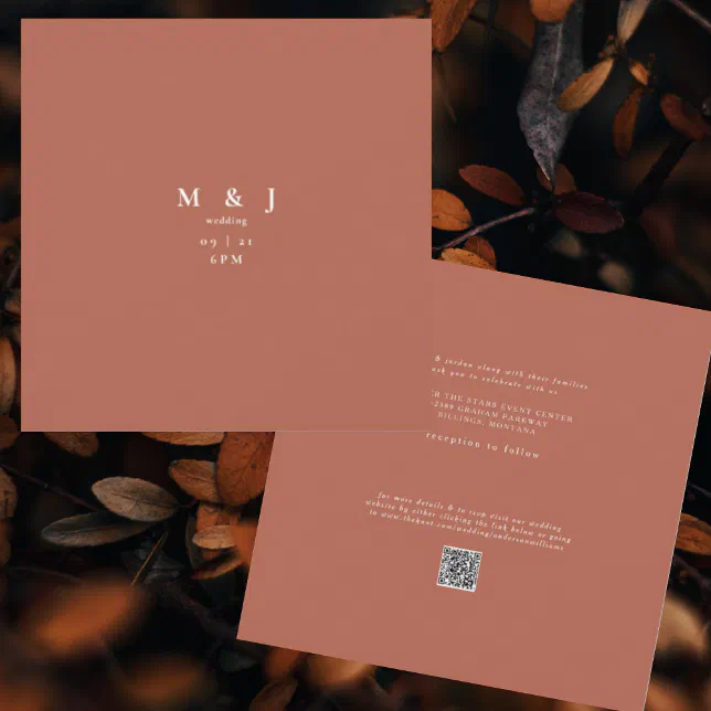 Sleek & Simple Modern Cinnamon Square Wedding Invitation | Zazzle