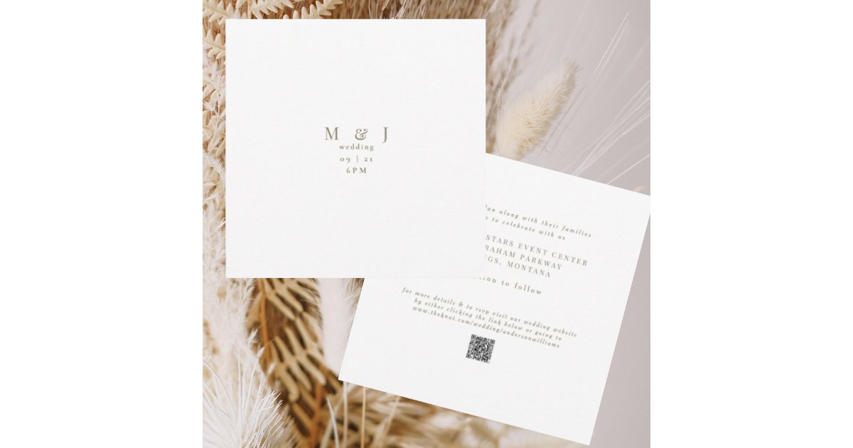 Sleek & Simple Modern White Square Wedding Invitation | Zazzle