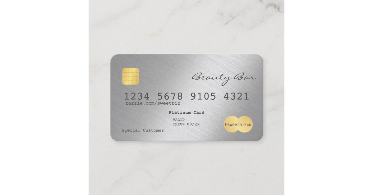 Sleek Simplistic Credit Card Shining Platinum | Zazzle