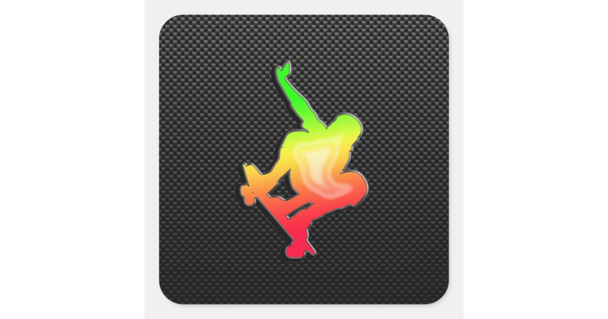 Sleek Skateboarding Square Sticker | Zazzle