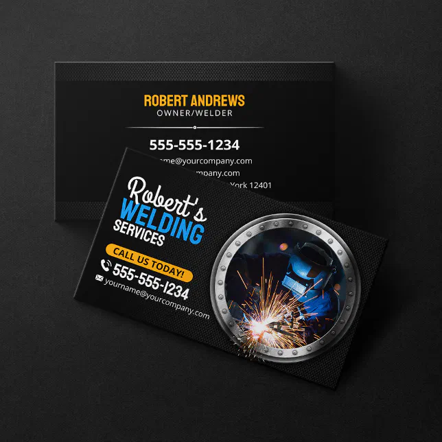 Sleek Welder Welding Metal Fabricator Metalwork Business Card | Zazzle