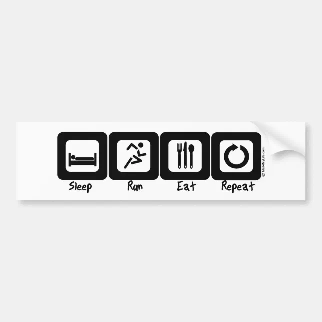 Sleep Run Eat Repeat Bumper Sticker | Zazzle