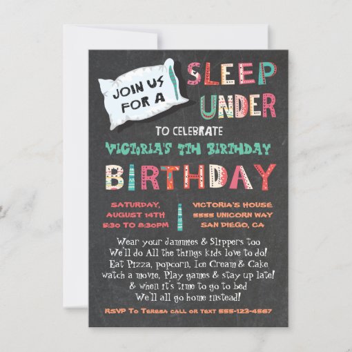 Sleep Under Birthday Party Invitation | Zazzle