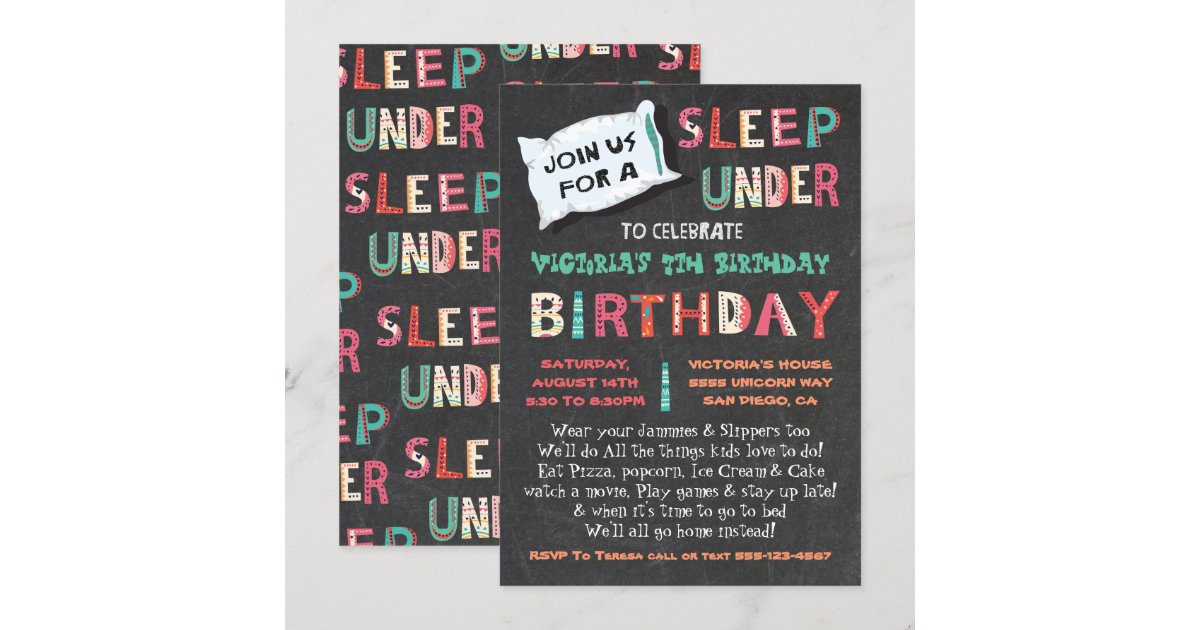 Sleep Under Birthday Party Invitation | Zazzle