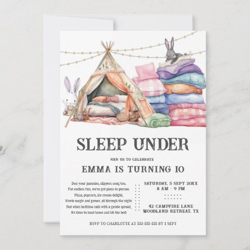 Sleep Under Cute Boho Sleepover Birthday Party Invitation | Zazzle