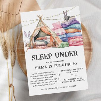 Sleep Under Cute Boho Sleepover Birthday Party Invitation | Zazzle
