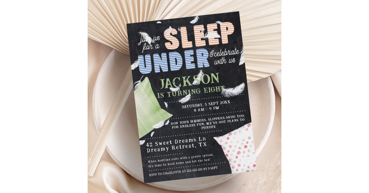 Sleep Under Cute Colorful Sleepover Birthday Invitation | Zazzle