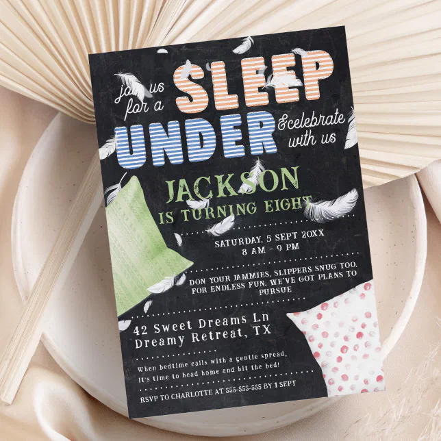 Sleep Under Cute Colorful Sleepover Birthday Invitation | Zazzle